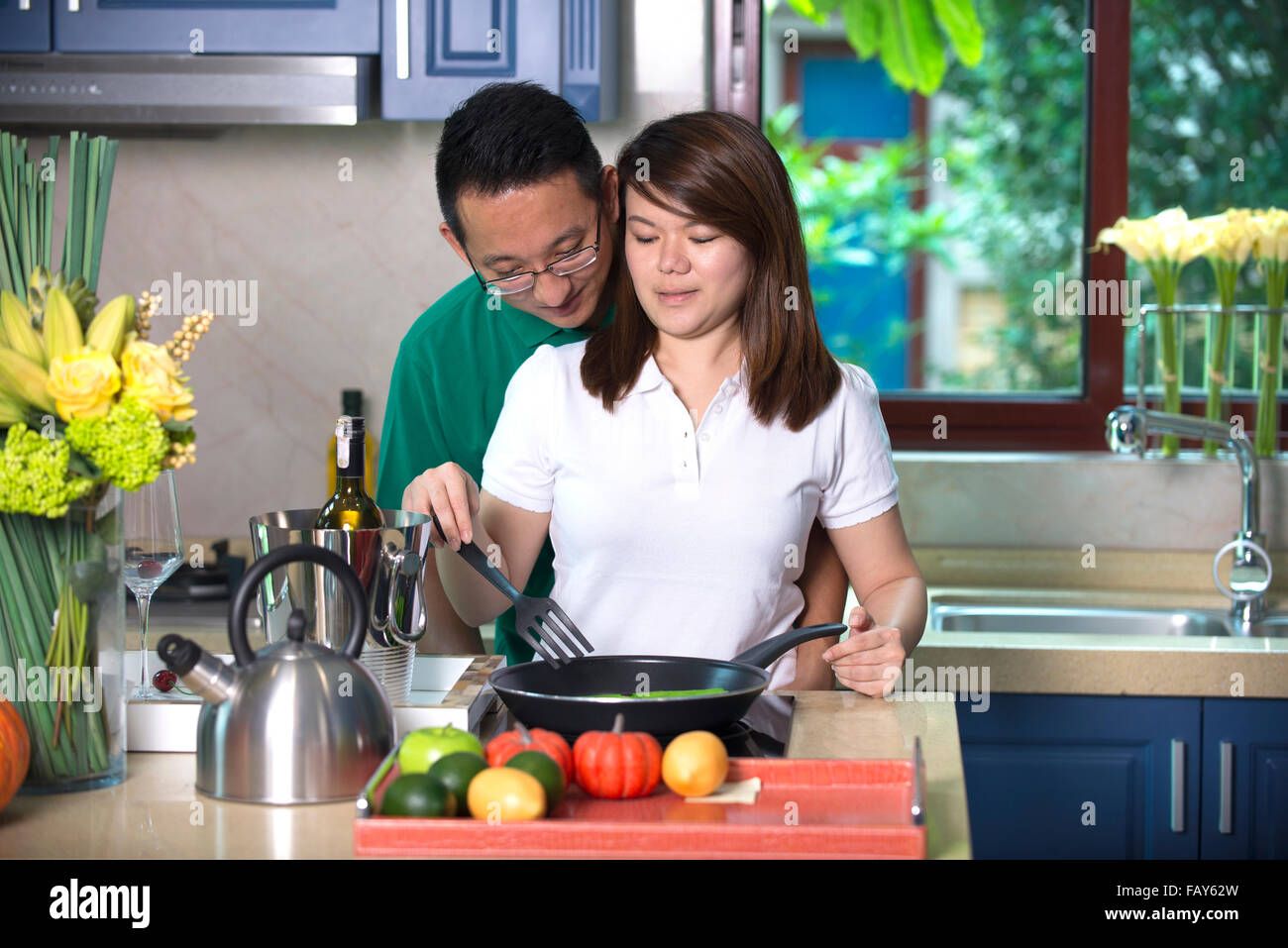 asian couple cooking lifestyle photo Stock Photo - Alamy
