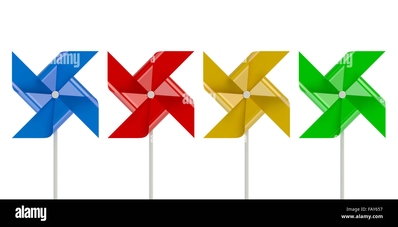 Color Pinwheels isolated on white background Stock Photo - Alamy