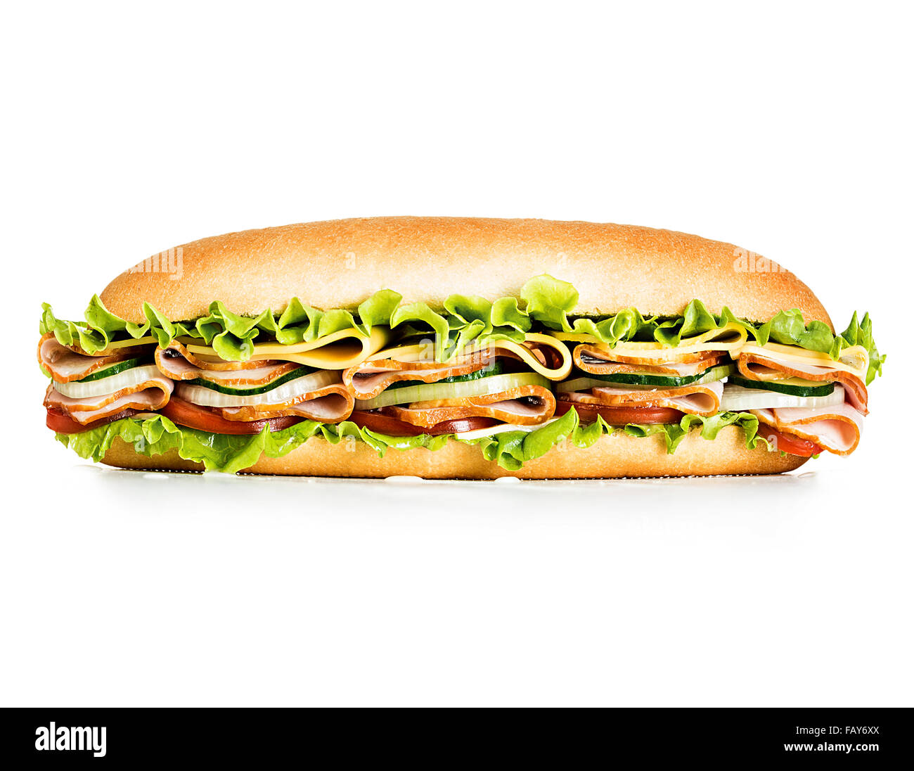 Big tasty sandwich close-up isolated on a white background Stock Photo ...