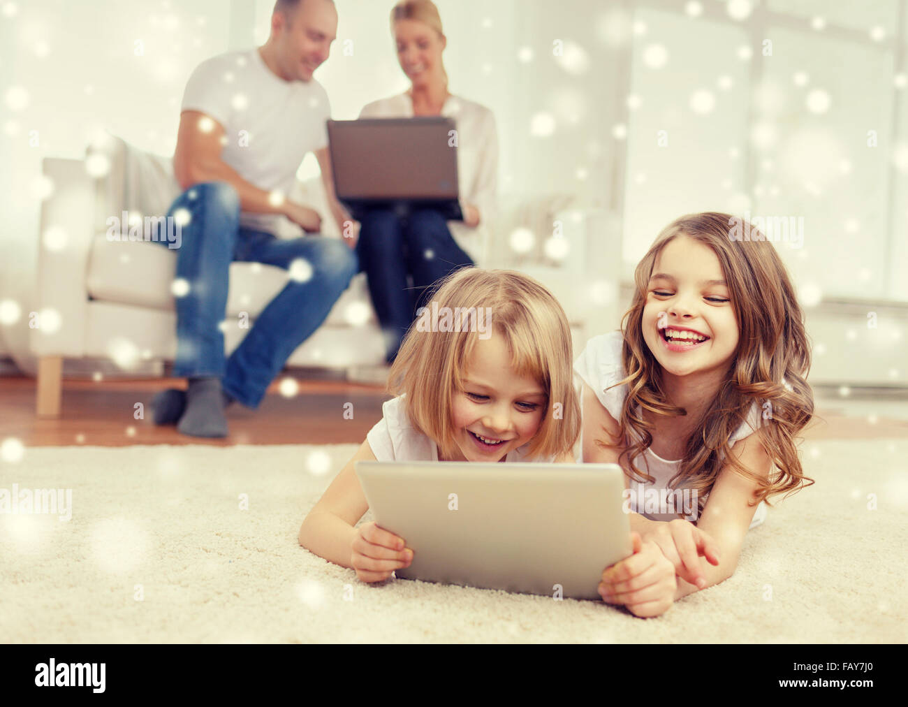 happy family with tablet pc computers Stock Photo - Alamy