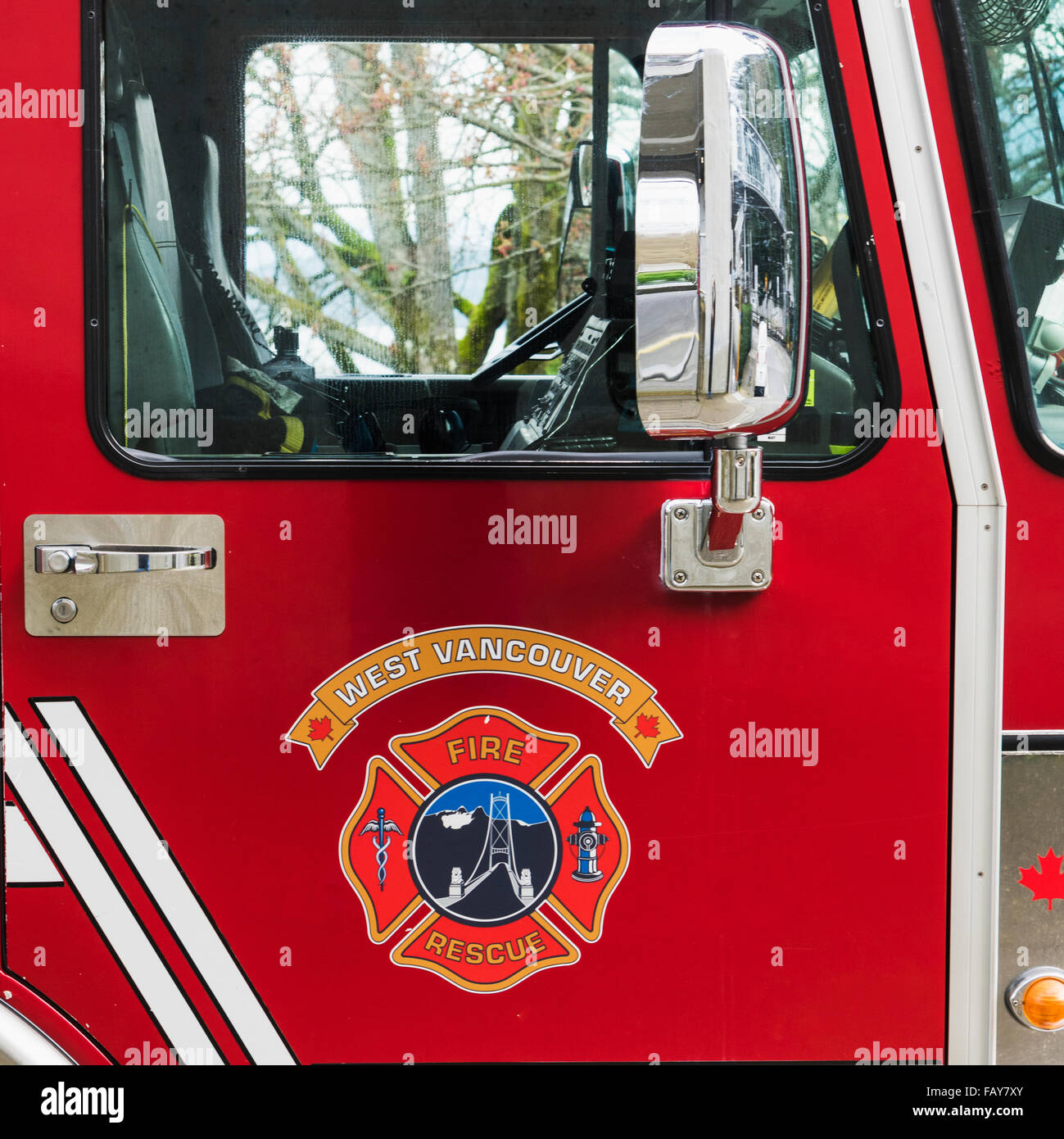 Close-up of fire engine door; Horseshoe Bay, West Vancouver, British ...