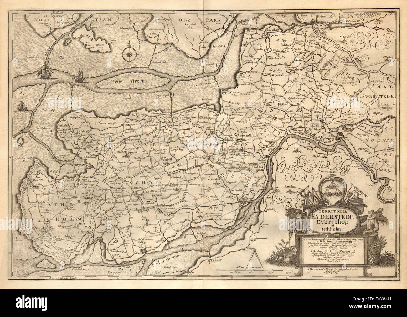 TERRITORIA EYDERSTEDE EVERSCHOP ET UTHHOLM. Eiderstedt Utholm. BLAEU ...