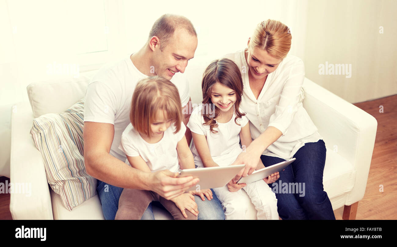 happy family with tablet pc computers at home Stock Photo - Alamy