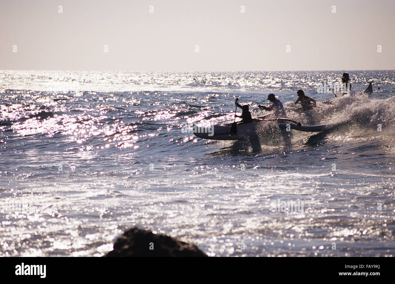 Big Island, Hawaii, Mauna Lani, South Kohala Coast, surfing canoe Stock ...