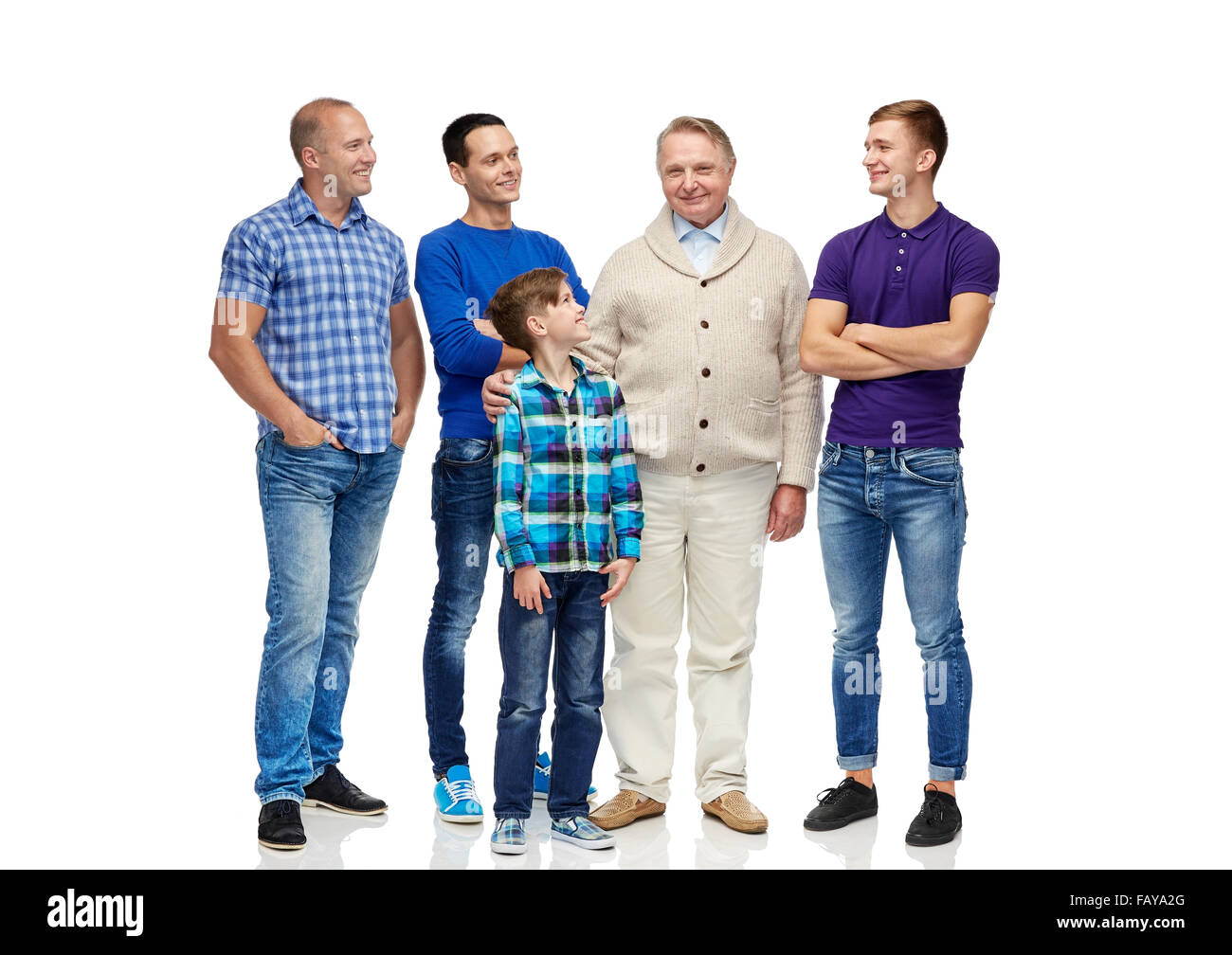 group of smiling men and boy Stock Photo - Alamy