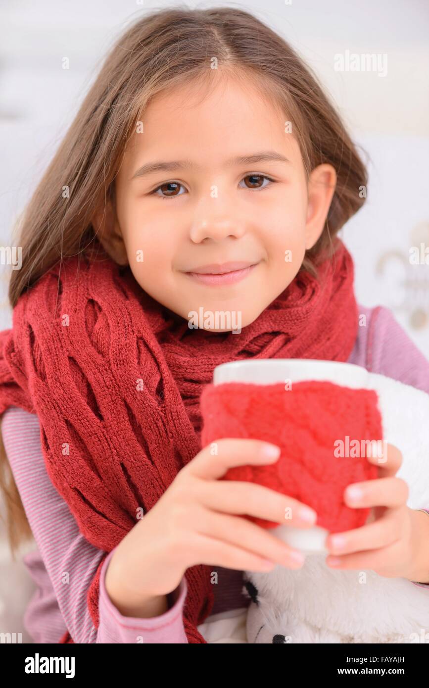 cute girl drinking tea Stock Photo - Alamy