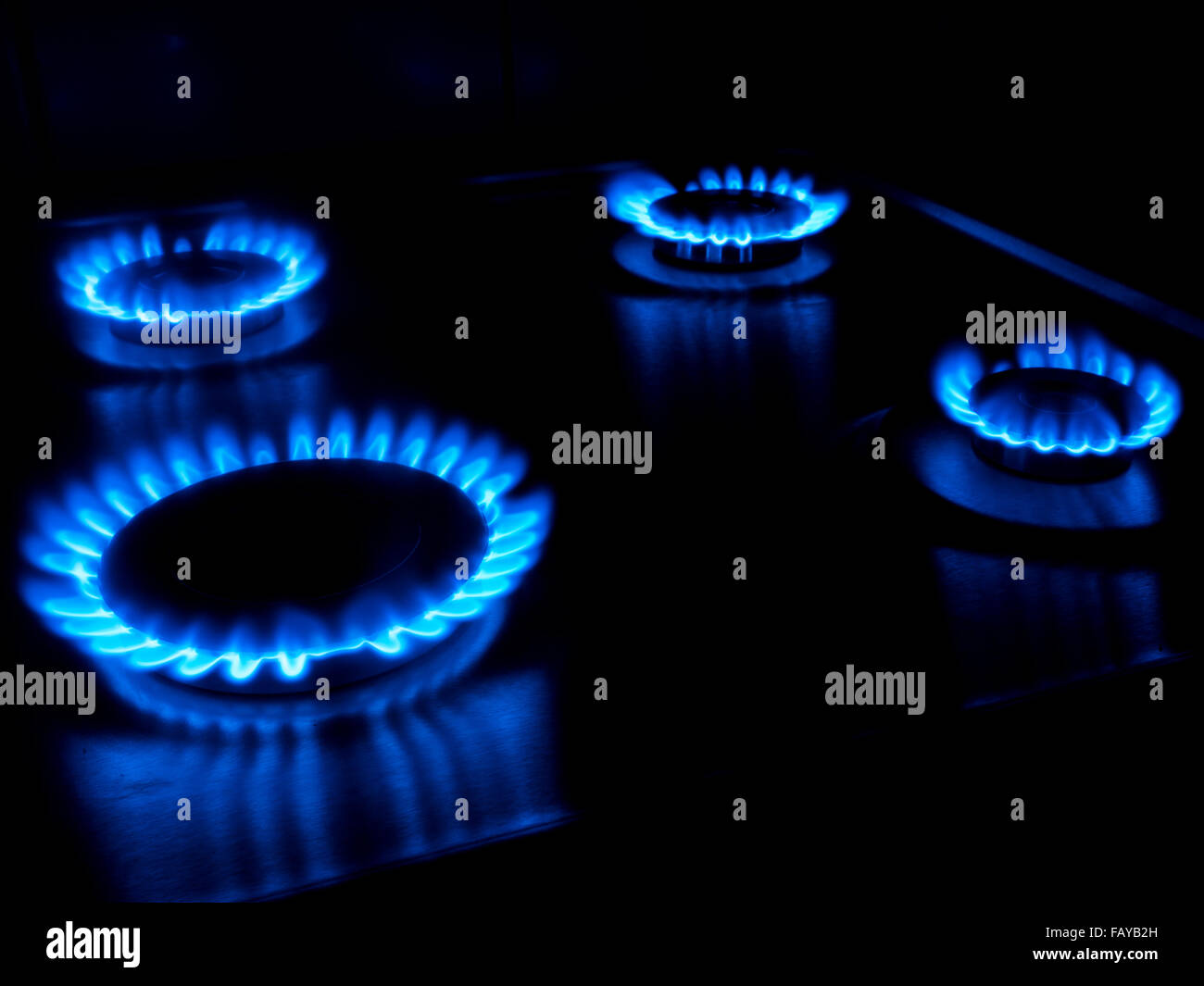 Gas burning from a kitchen gas stove Stock Photo - Alamy