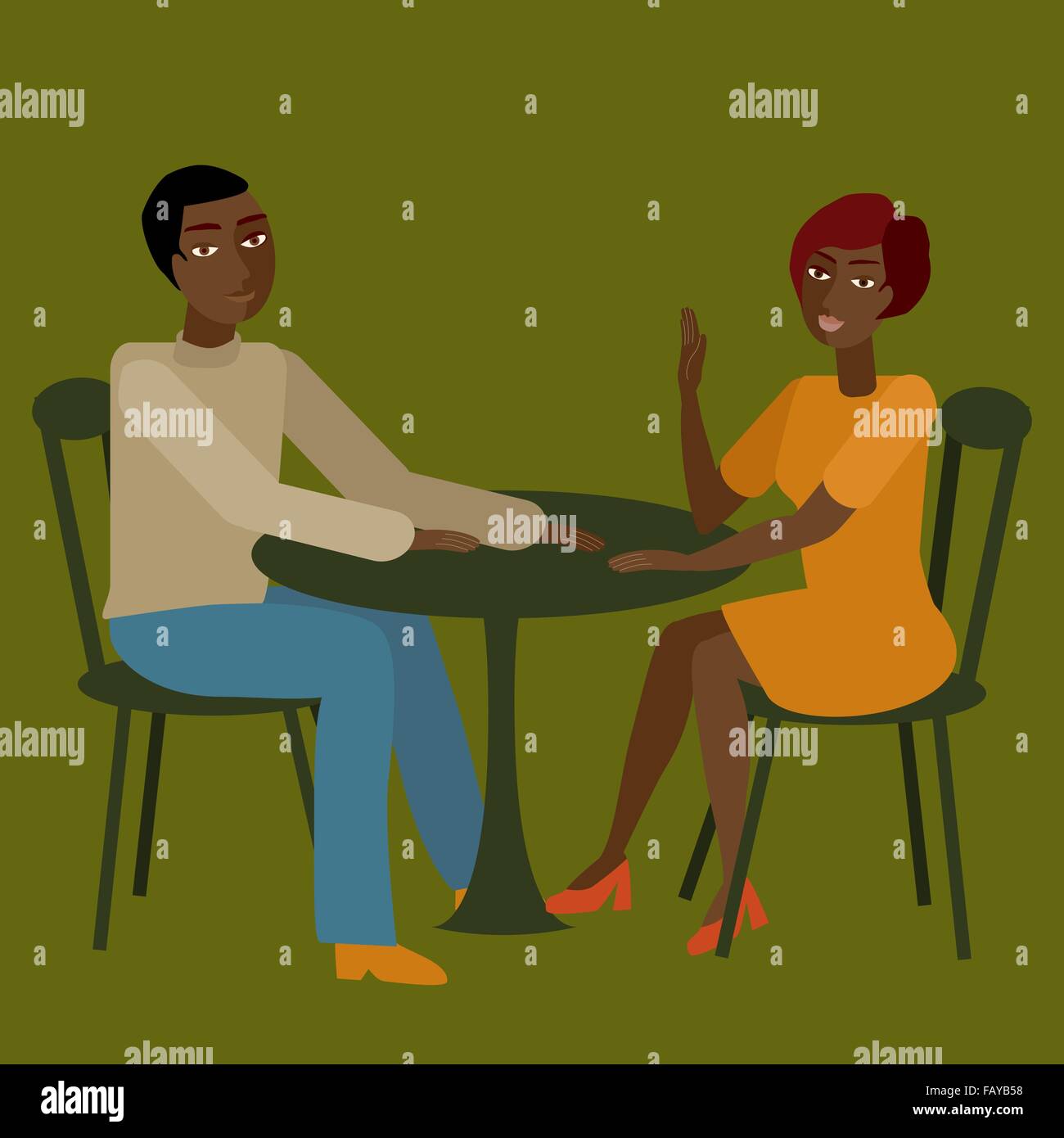 Vector illustration of african couple having conversation Stock Vector ...