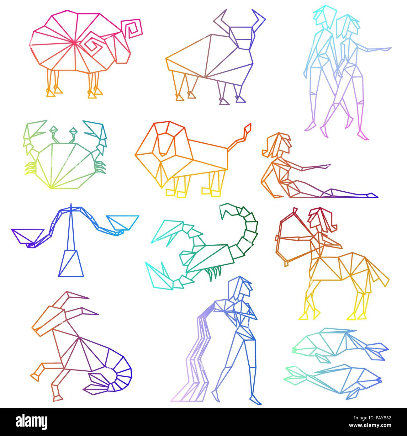 Zodiac signs line art set Stock Vector Image & Art - Alamy