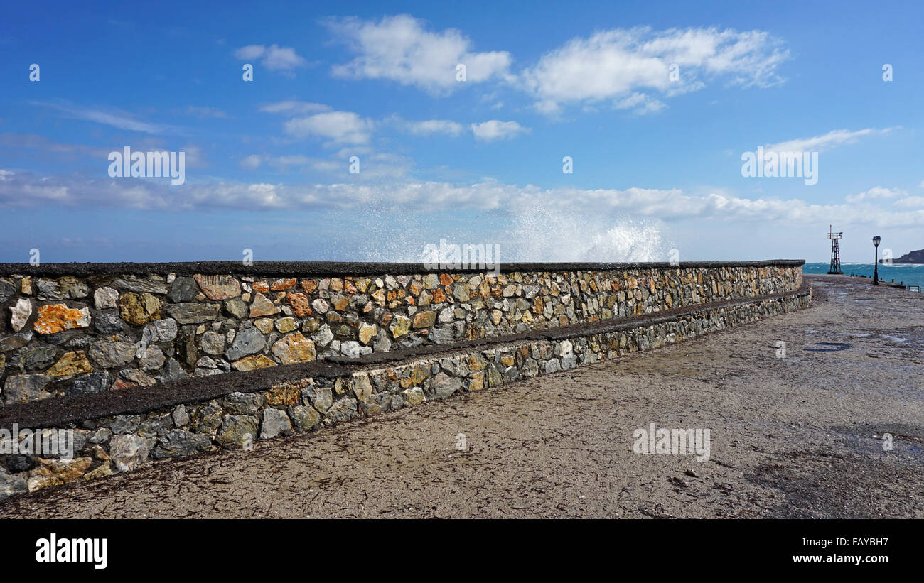 stone wall at harbor Stock Photo - Alamy