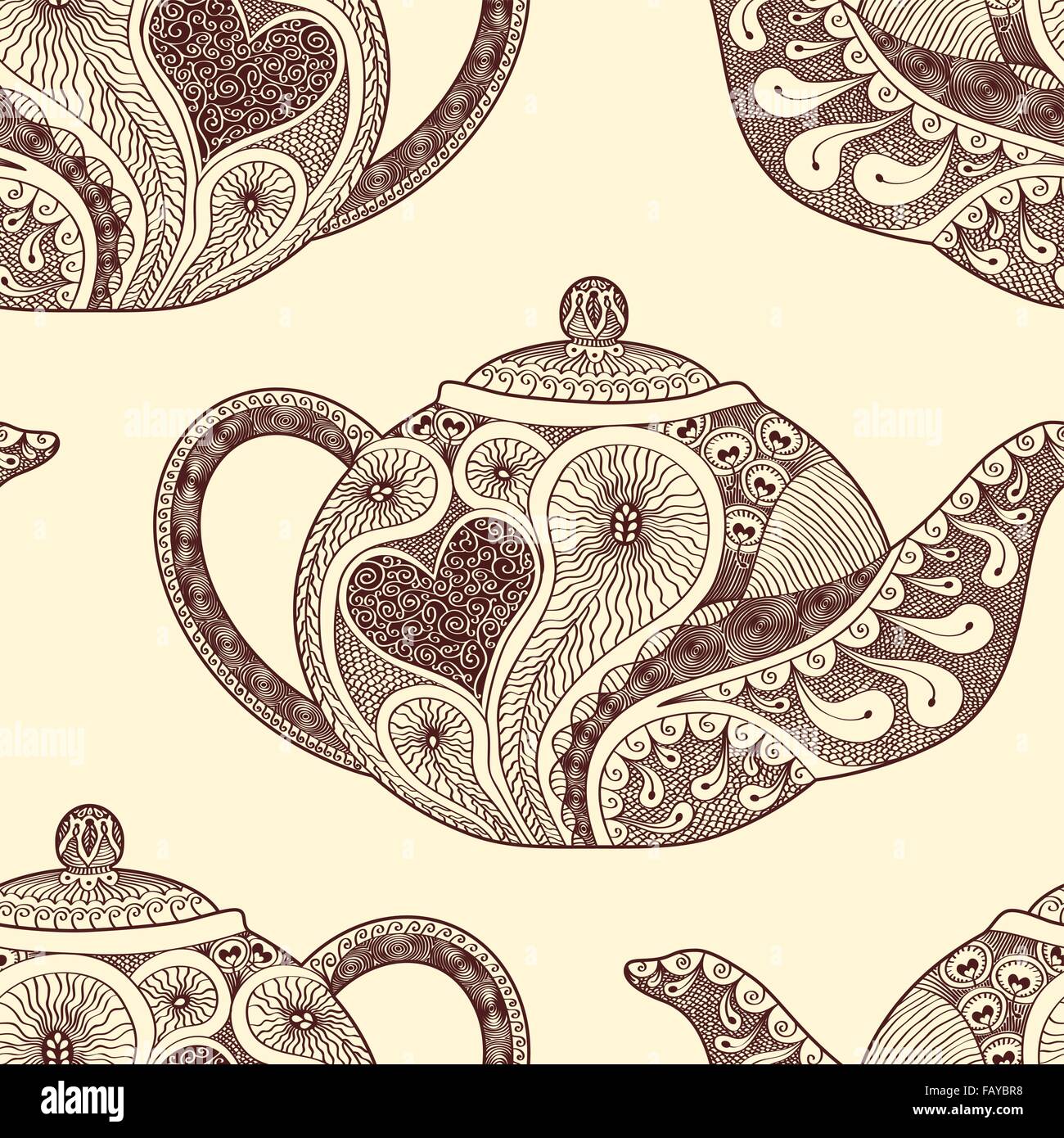 Seamless pattern made of patterned teapots Stock Vector Image & Art - Alamy