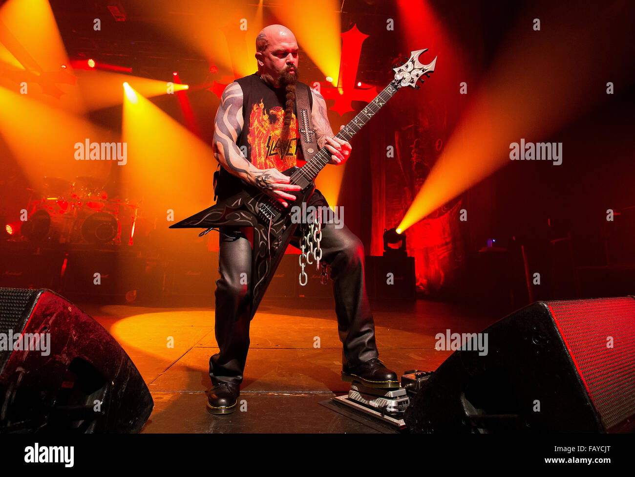 Slayer perform live at Lisebergshallen Featuring: Slayer, Kerry King ...
