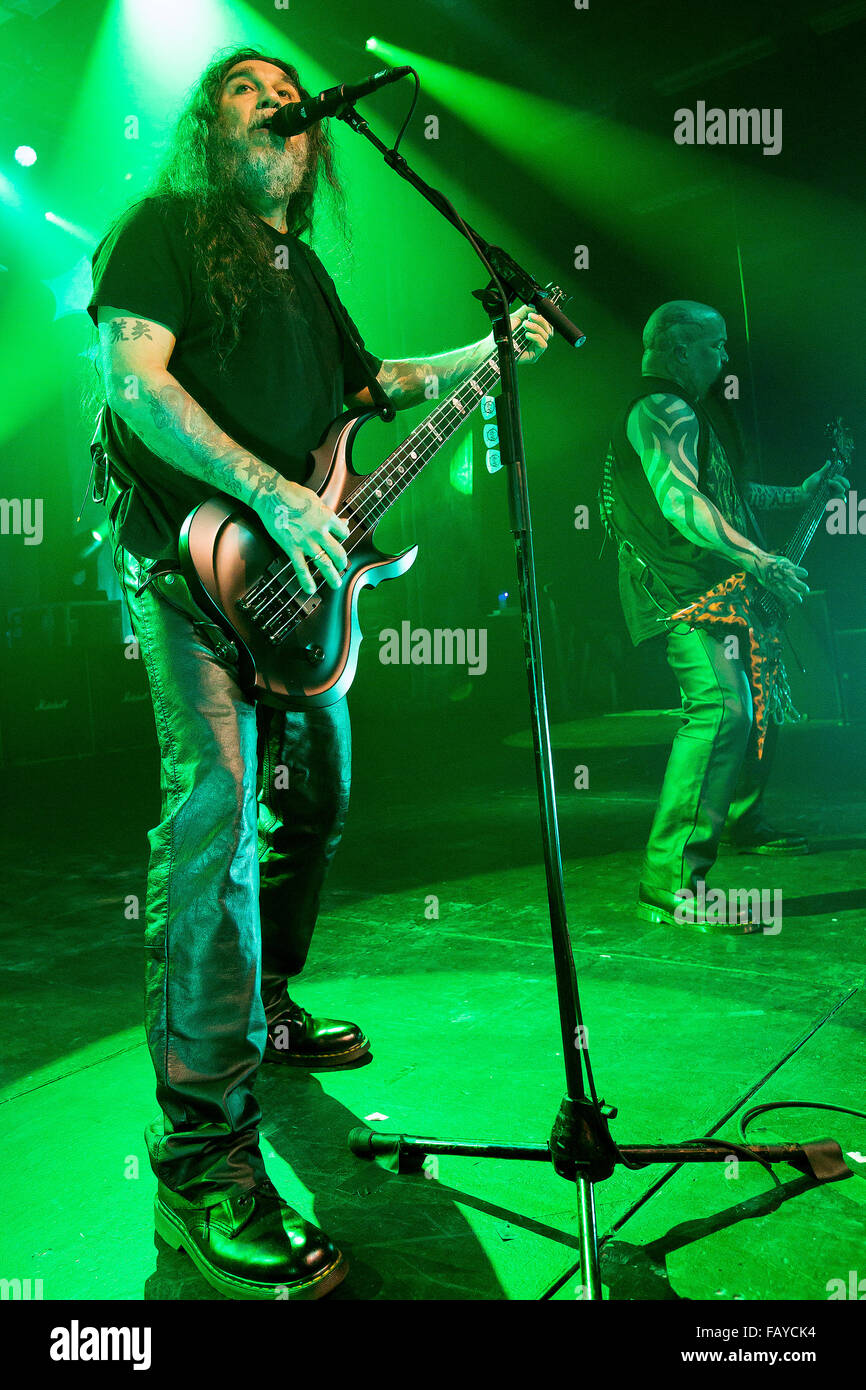 Slayer perform live at Lisebergshallen Featuring: Slayer, Tom Araya ...