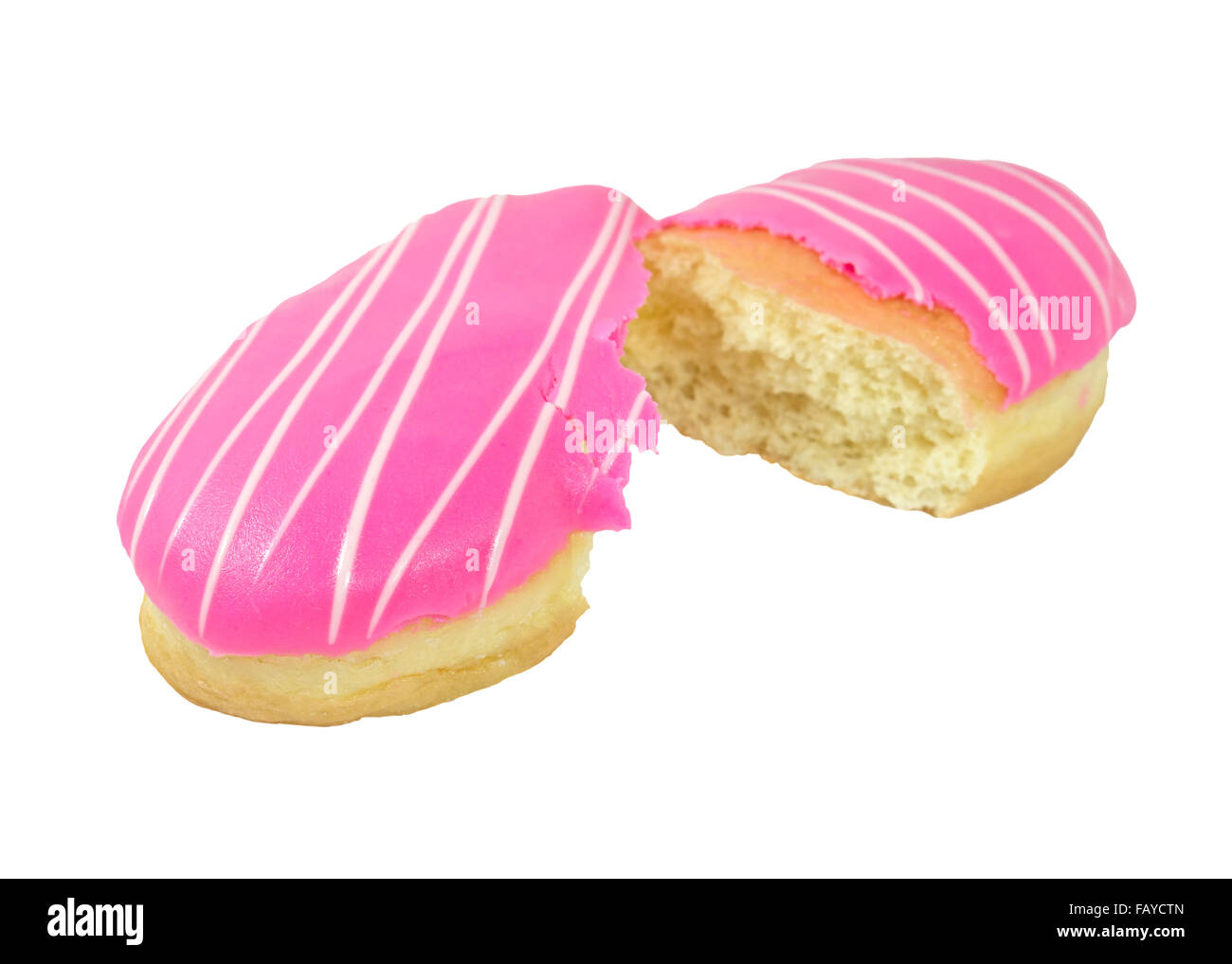 Donut with pink icing isolated on white background Stock Photo - Alamy