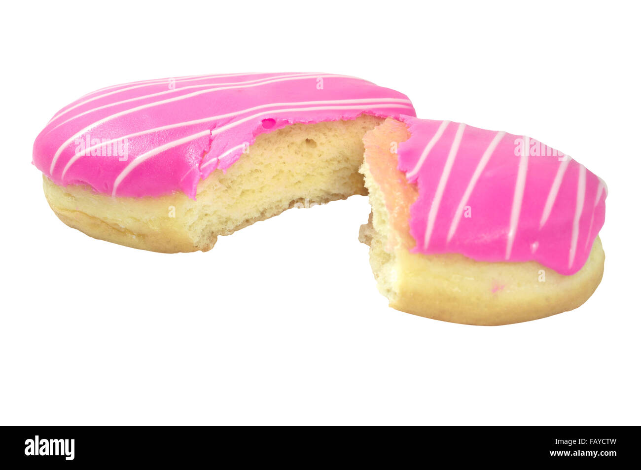 Donuts with pink icing isolated on white background Stock Photo - Alamy