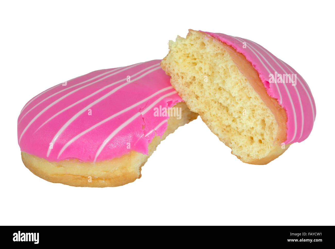 Donuts with pink icing isolated on white background Stock Photo - Alamy