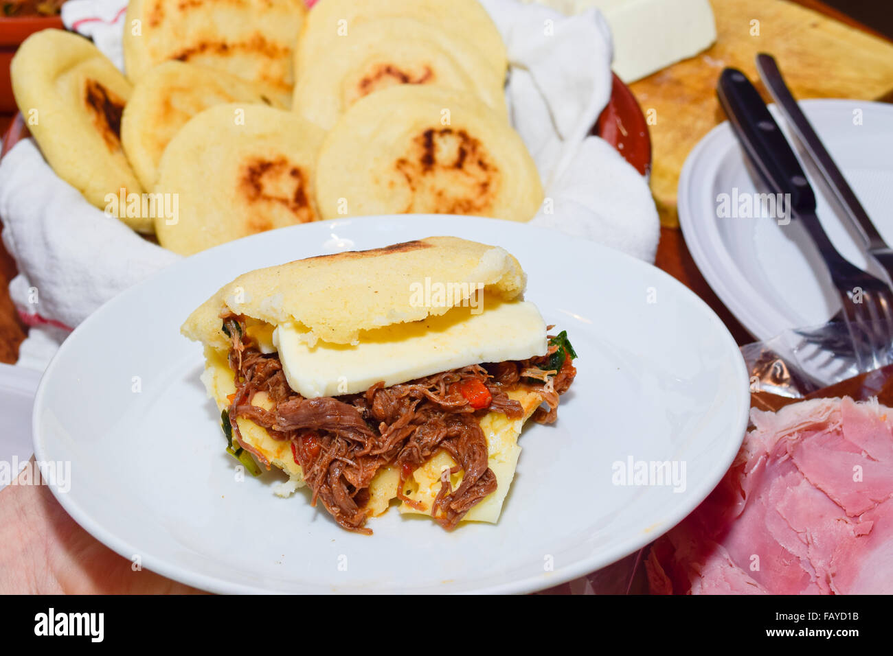 Arepas stuffed with beef hi-res stock photography and images - Alamy