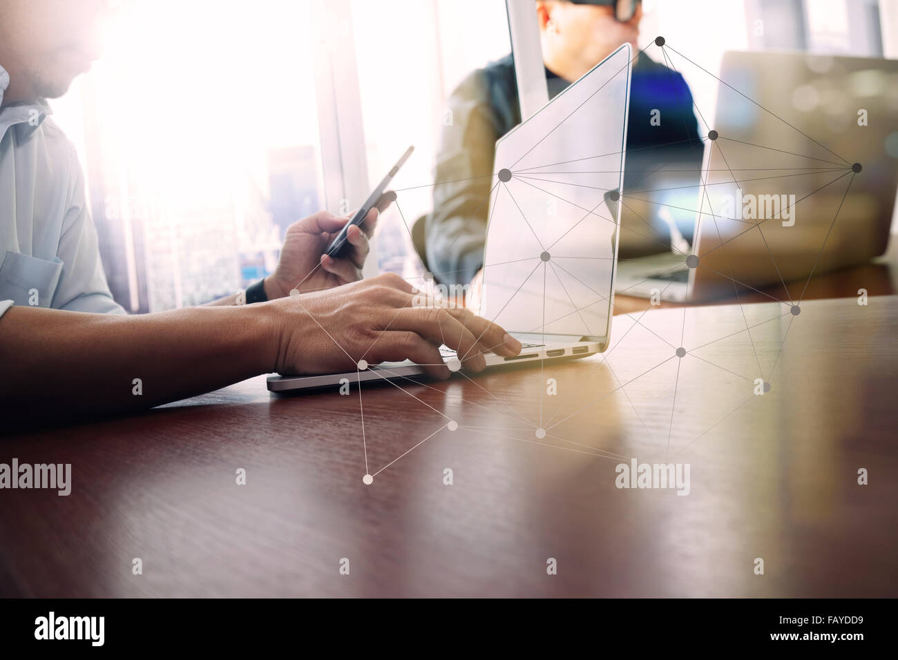 business documents on office table with smart phone and laptop computer ...