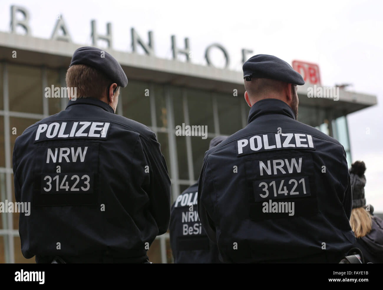 Cologne, Germany. 06th Jan, 2016. Police officers patrolling just ...