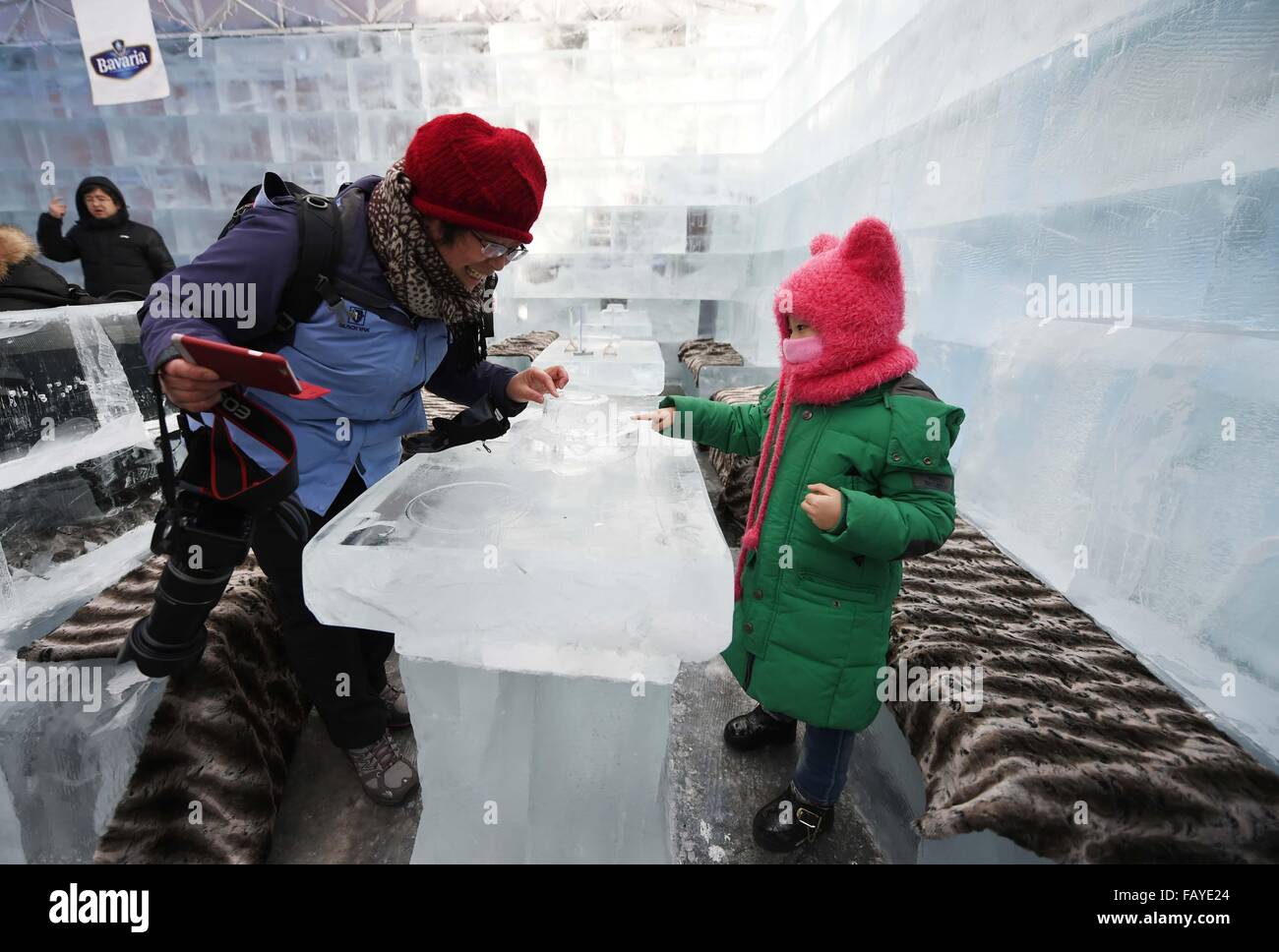 Harbin, China's Heilongjiang Province. 6th Jan, 2016. A young girl ...