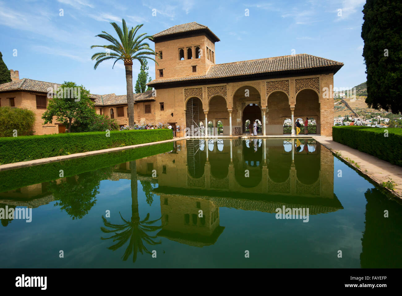 Torre de las Damas, Reflecting pool at the Alhambra Palace; Malaga ...
