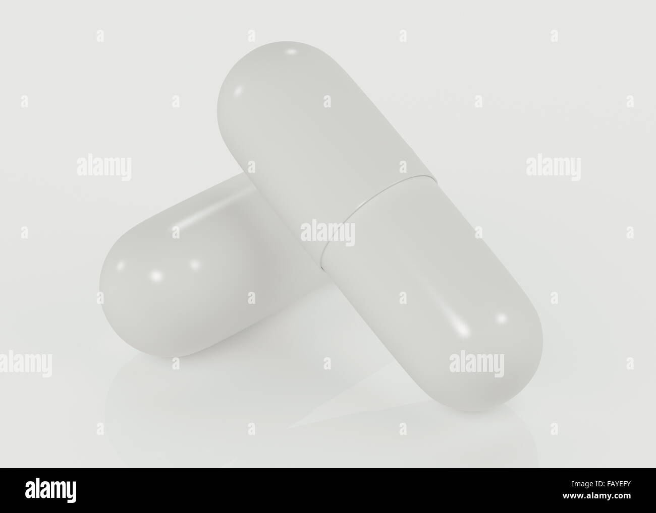 White capsules isolated on white with clipping path, healthcare concept ...