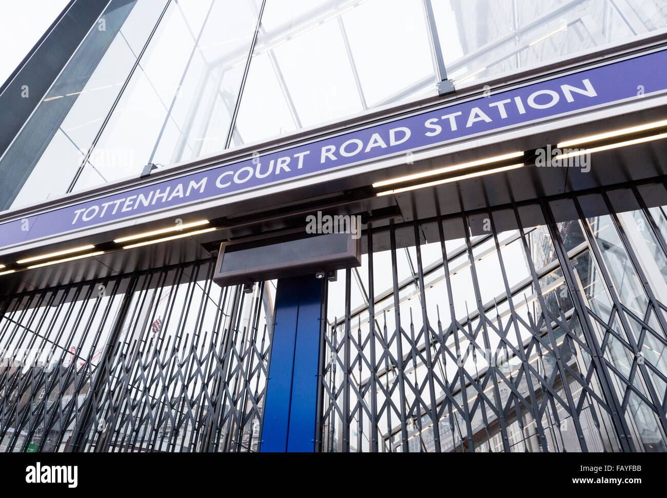 Closed entrance to Tottenham Court Road Underground station, London ...