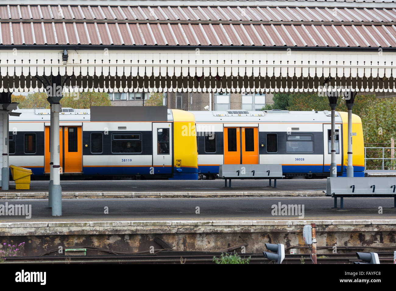 A London Overground train is seen at Clapham Junction station Stock Photo - Alamy