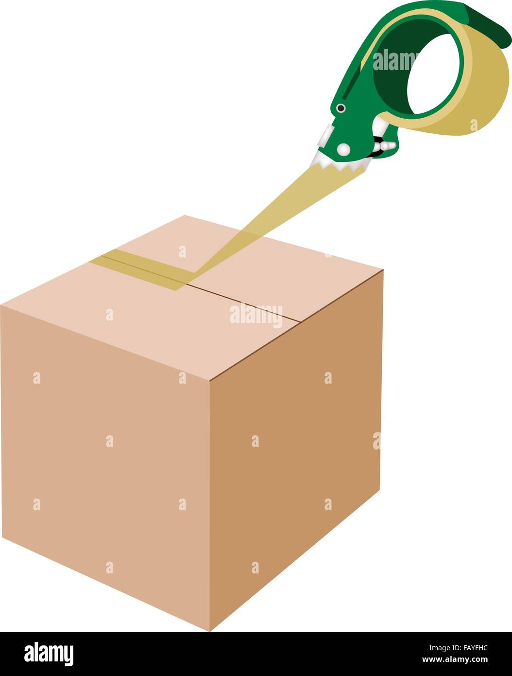 A Green Packing Tape Dispenser or Adhesive Tape Dispenser Closing A ...