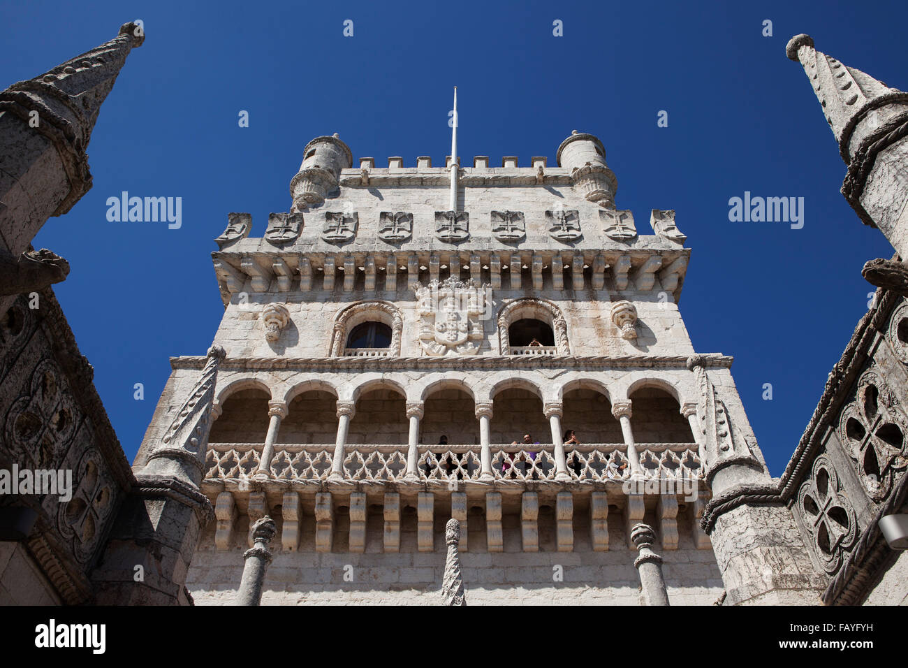 The Tower of Belem (Torre de Belem) in the waterfront Belem district of ...