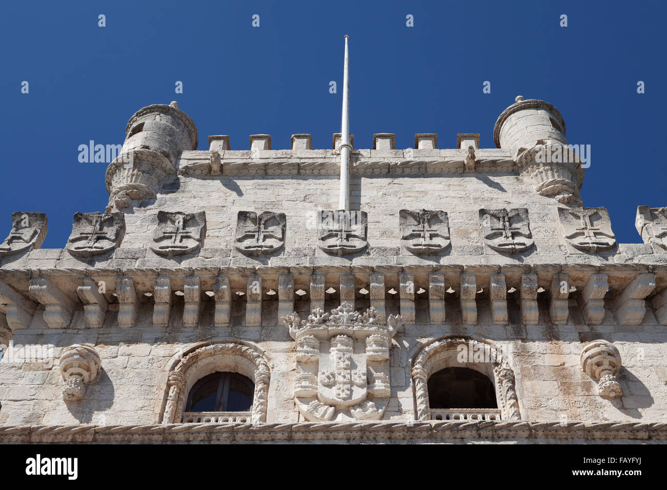 The Tower of Belem (Torre de Belem) in the waterfront Belem district of ...