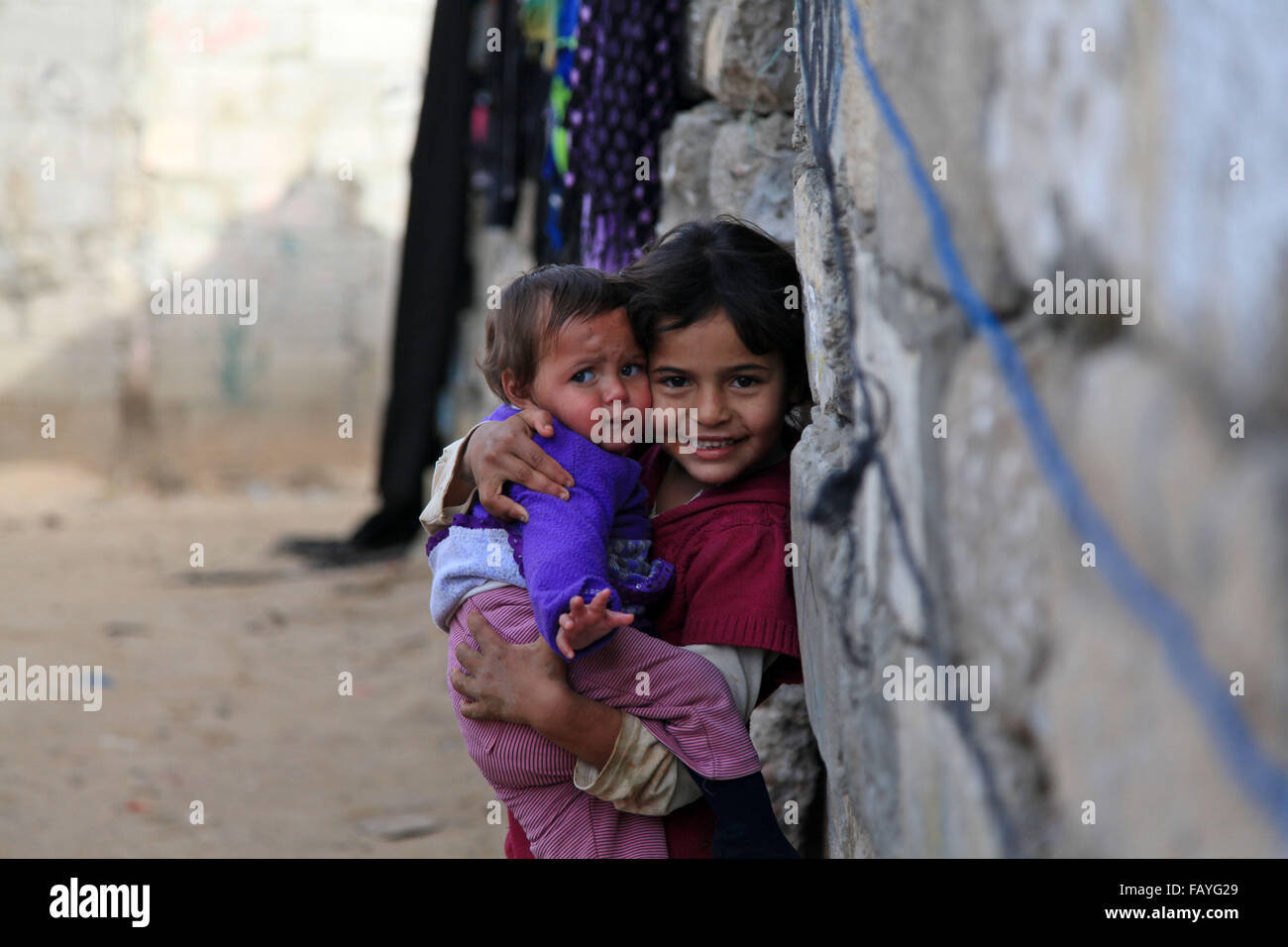 Palestine. 05th Jan, 2016. Palestinian children pose for a photo in a ...