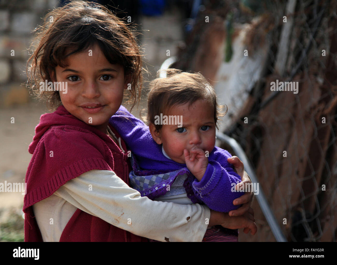 Palestine. 05th Jan, 2016. Palestinian children pose for a photo in a ...