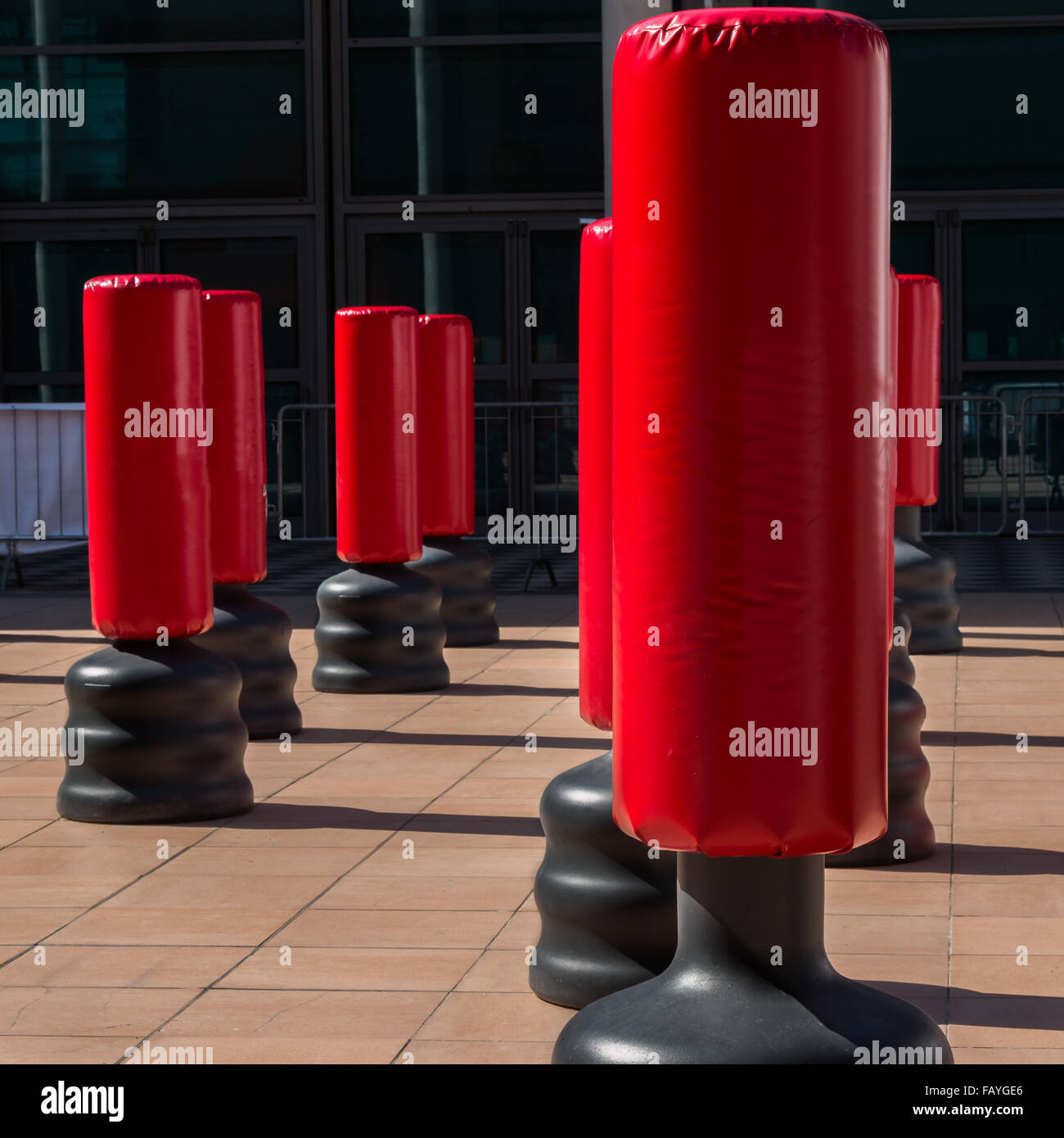 Group of Red Punching Bag for Kickboxing and Fitness Exercise Stock ...