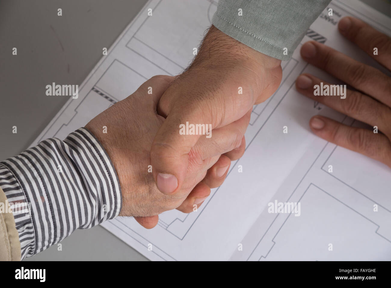 Handshake on a project Stock Photo - Alamy