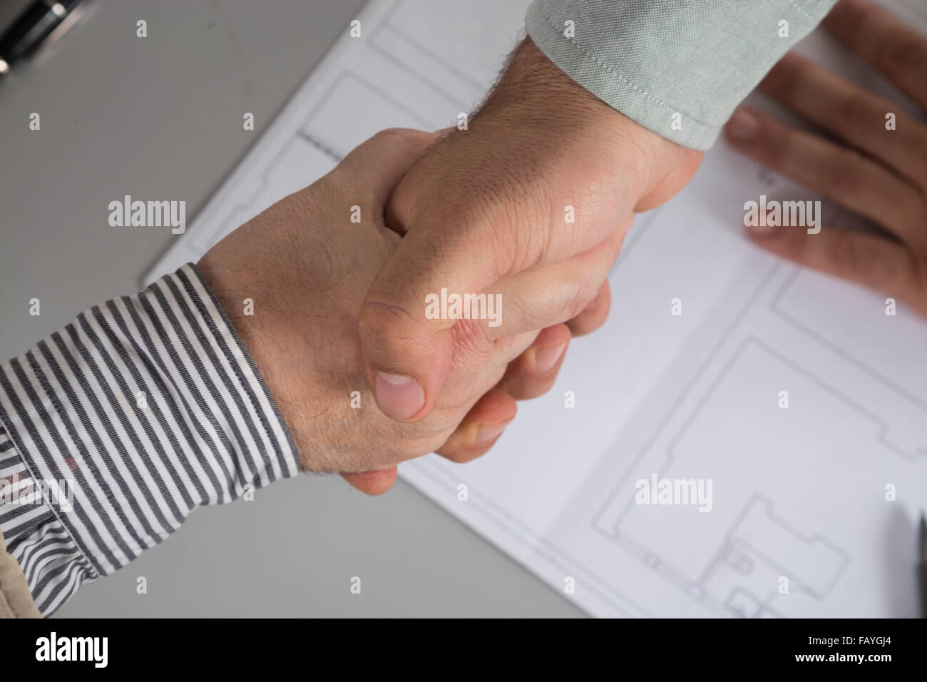 Handshake on a project Stock Photo - Alamy