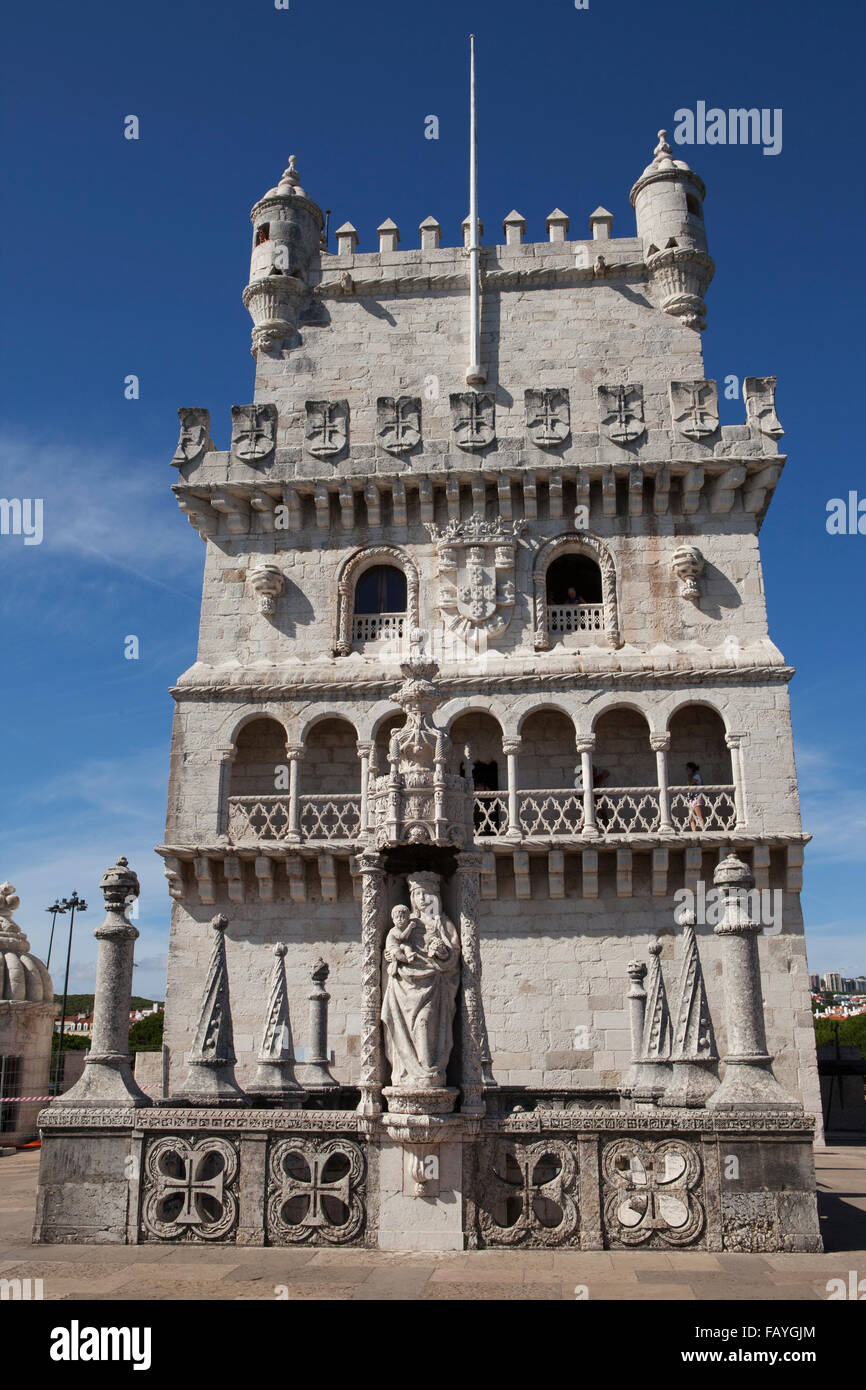 The Tower of Belem (Torre de Belem) in the waterfront Belem district of ...