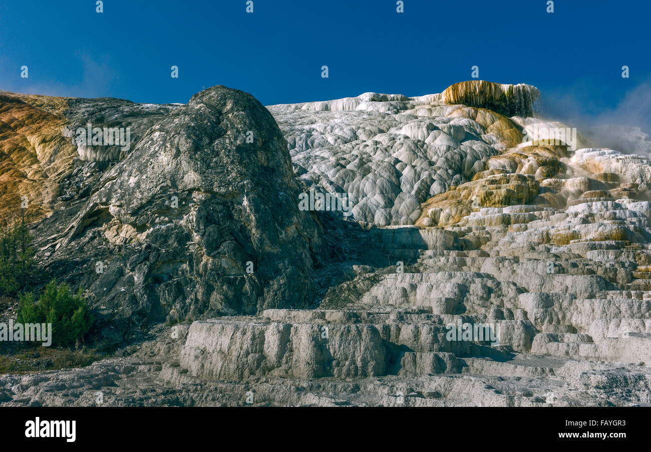 Calcium Carbonate deposits from hot springs in the heart of Yellowstone ...
