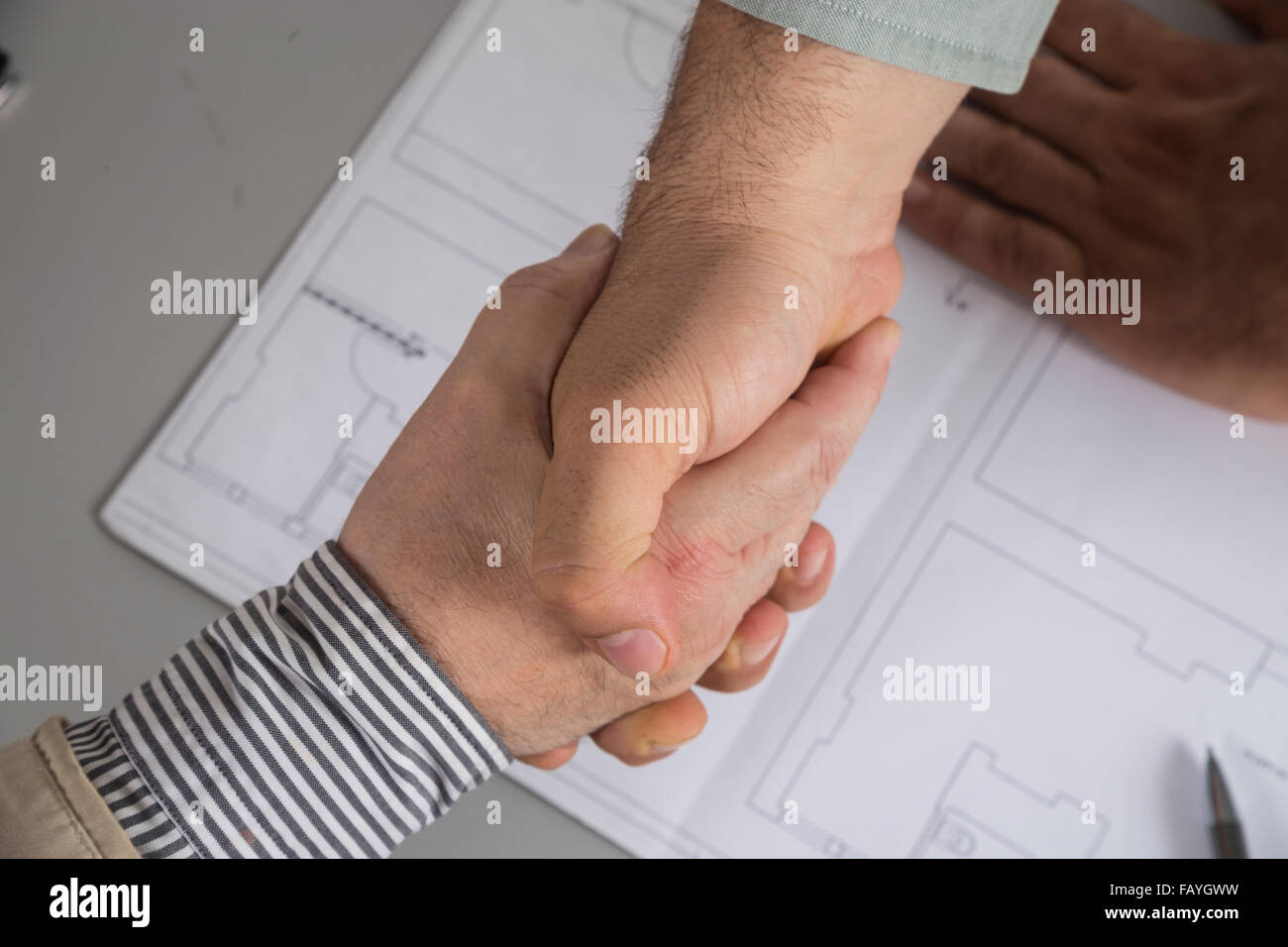 Handshake on a project Stock Photo - Alamy
