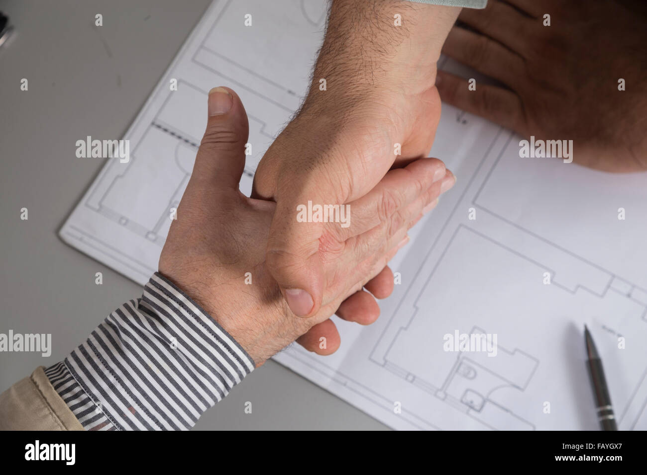 Handshake on a project Stock Photo - Alamy