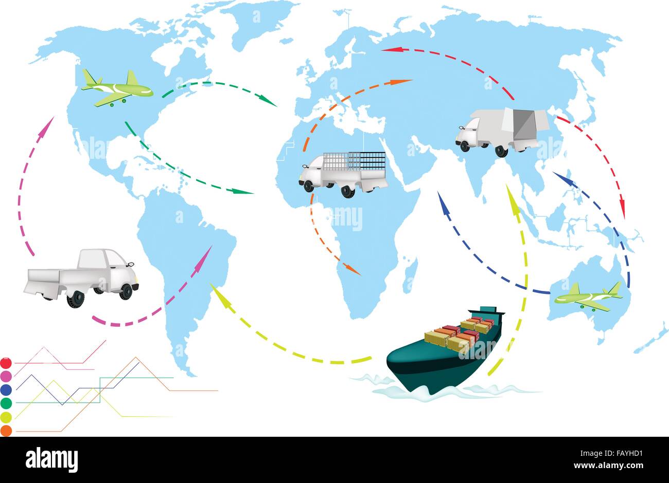 World map with flight paths globe hi-res stock photography and images ...