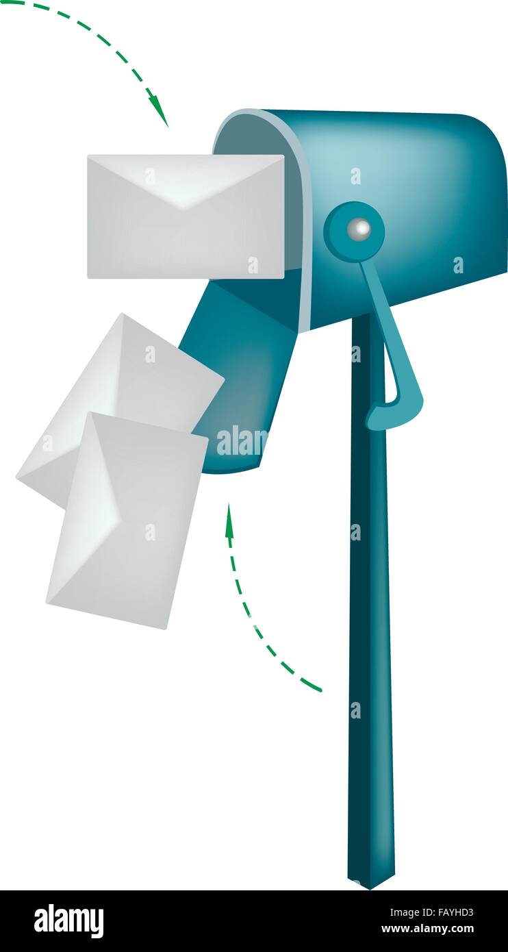 An Open Standard Mailbox or Letter Box with Envelopes, Mailbox Is A ...