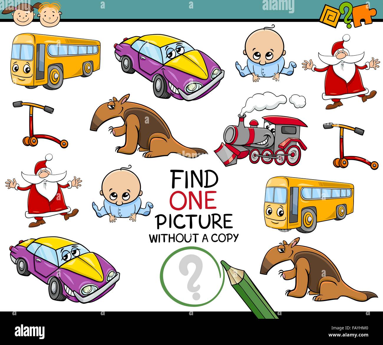 Cartoon Illustration of Educational Game of Single Picture Search for ...