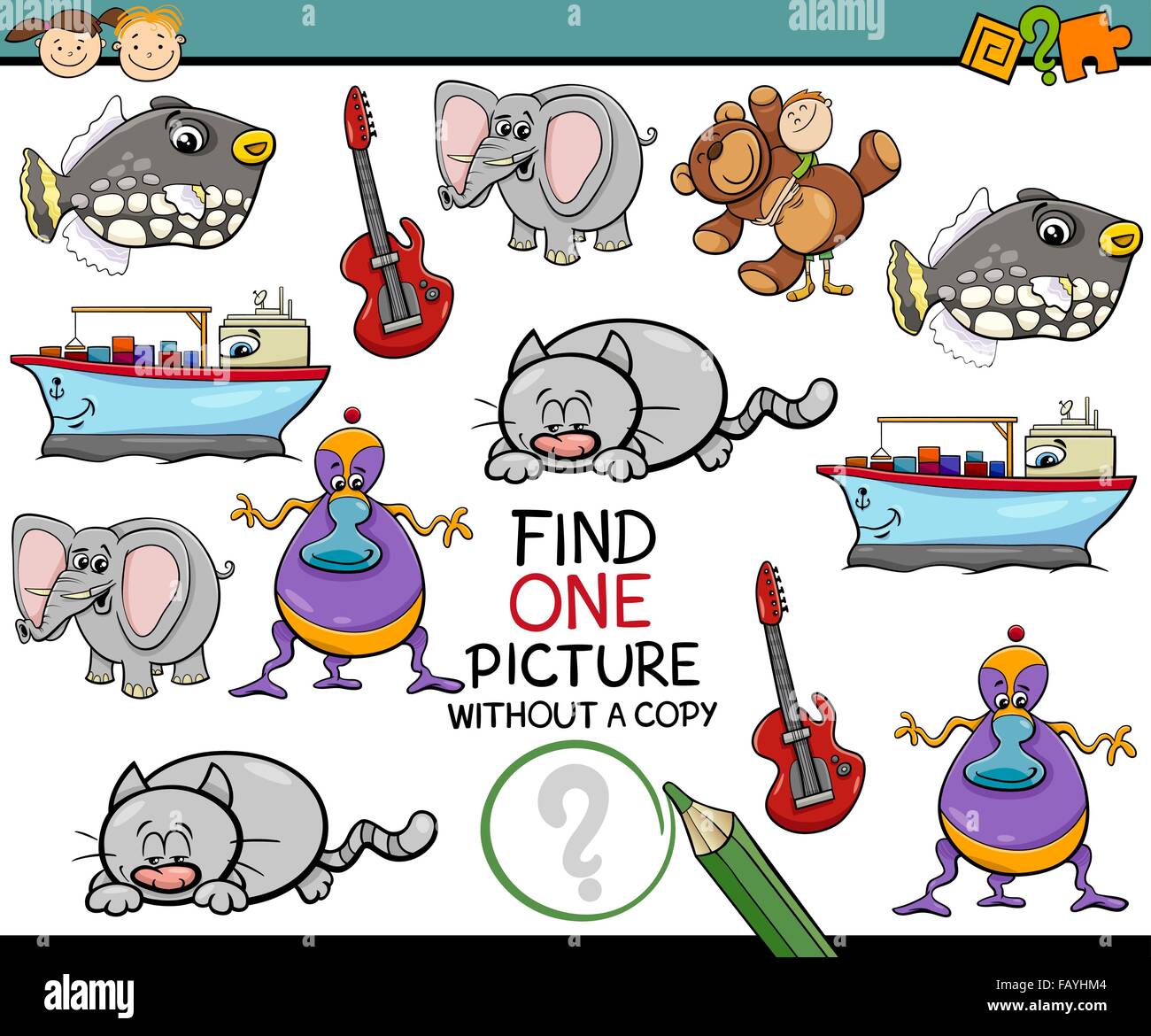 Cartoon Illustration of Educational Picture Search Task for Preschool ...