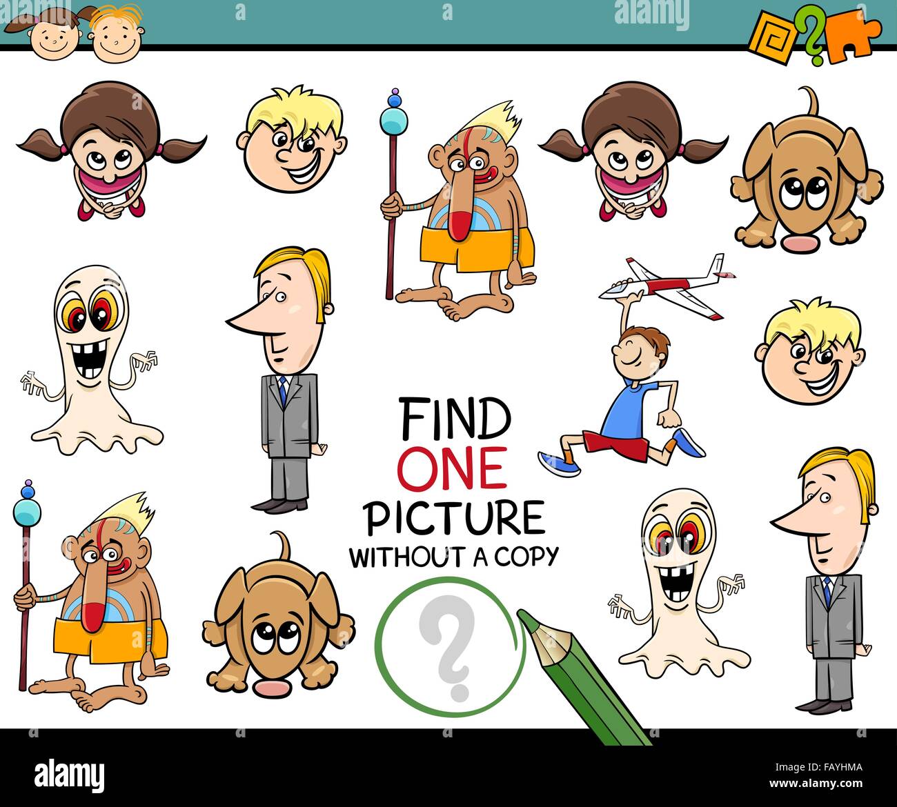 Cartoon Illustration of Educational Picture Search Task for Preschool ...