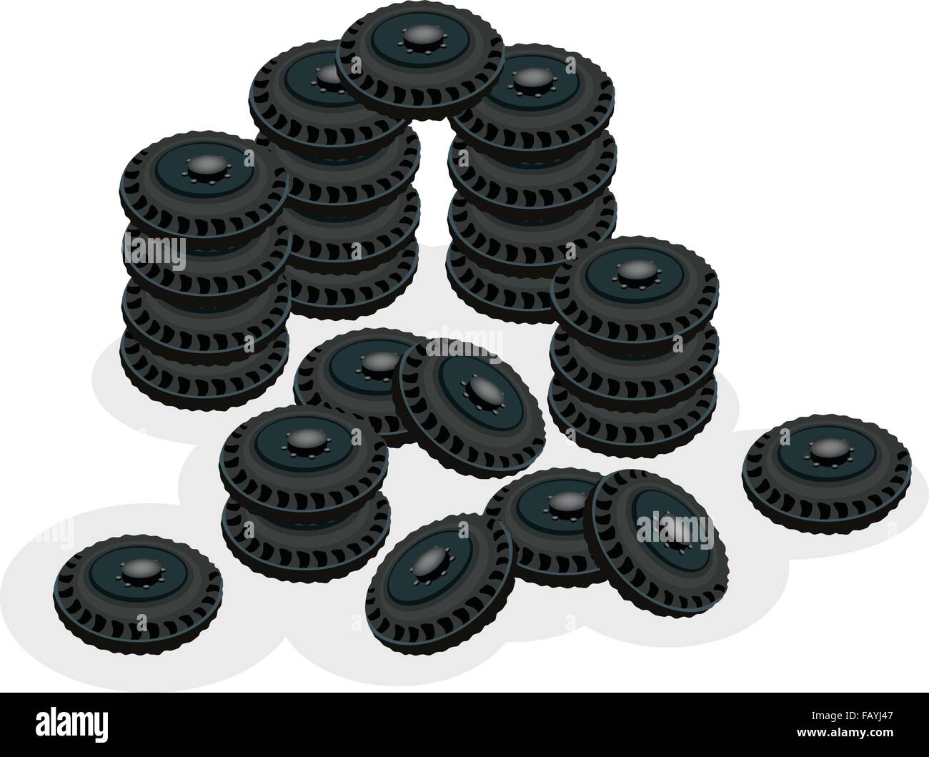 An Illustration Stack of Tyres, Tires or Car Wheels, Equipment for Car ...