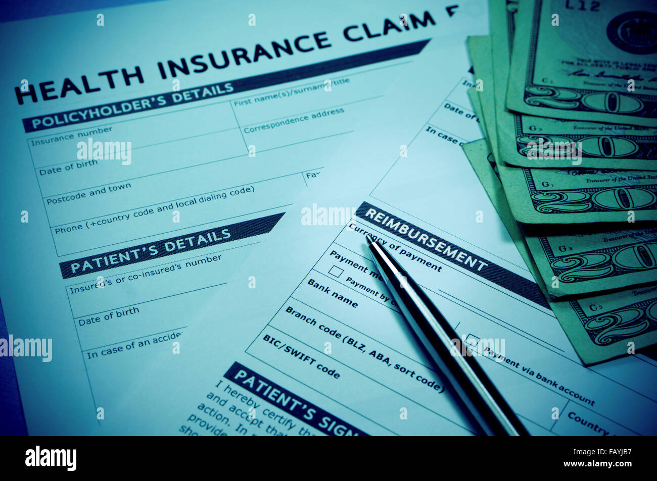 Health insurance claim form with stethoscope for insurance concept ...