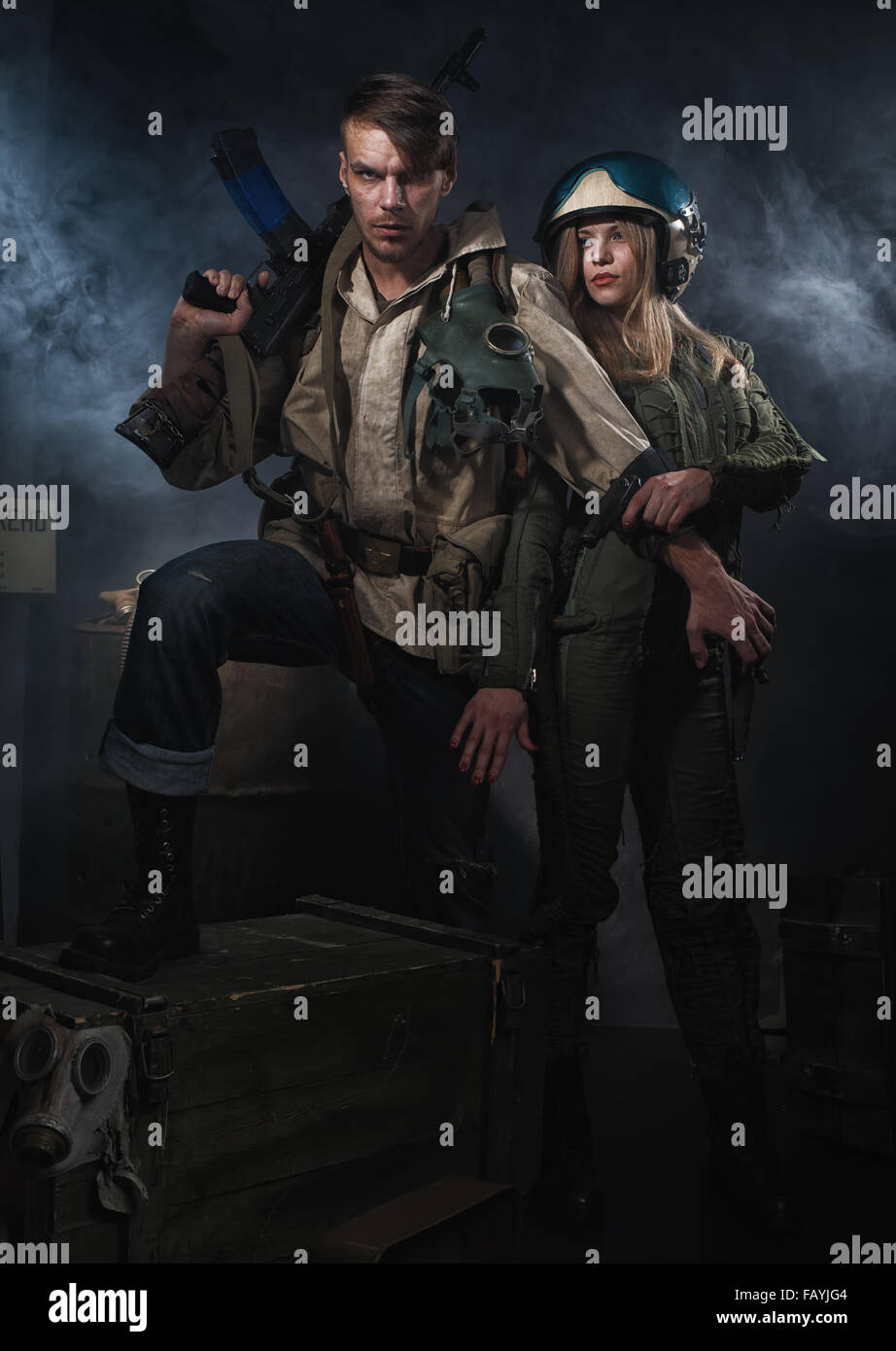 Two Armed man with a weapon. Post-apocalyptic fiction. Stalker Stock ...