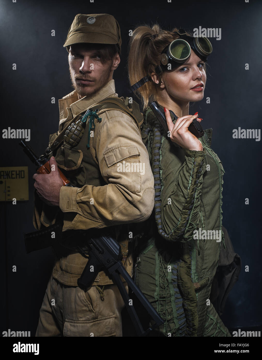 Two Armed men with a weapon. Post-apocalyptic fiction. Stalker Stock ...