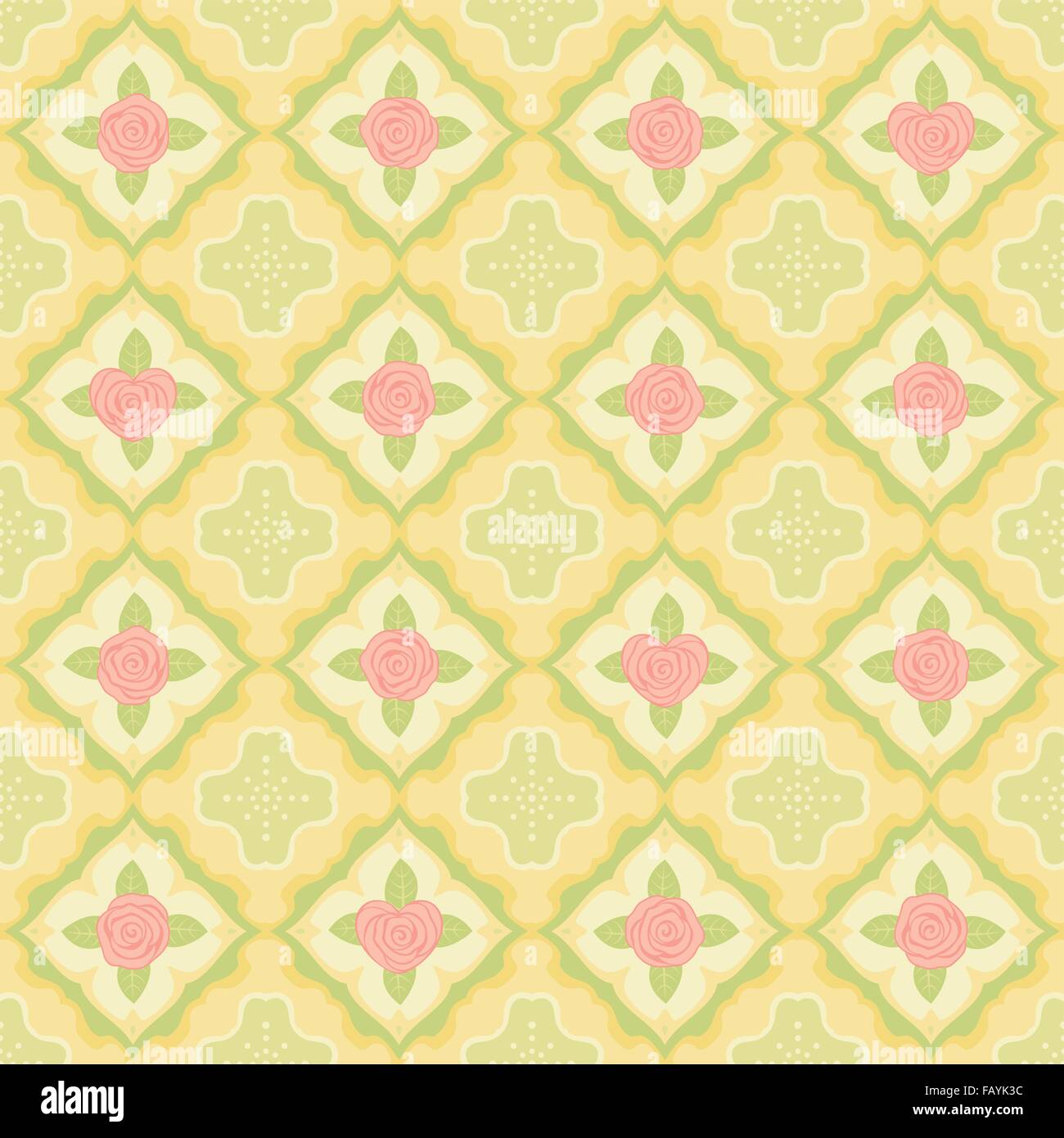 Cute vintage seamless pattern with rose and bow. Abstract flat design ...